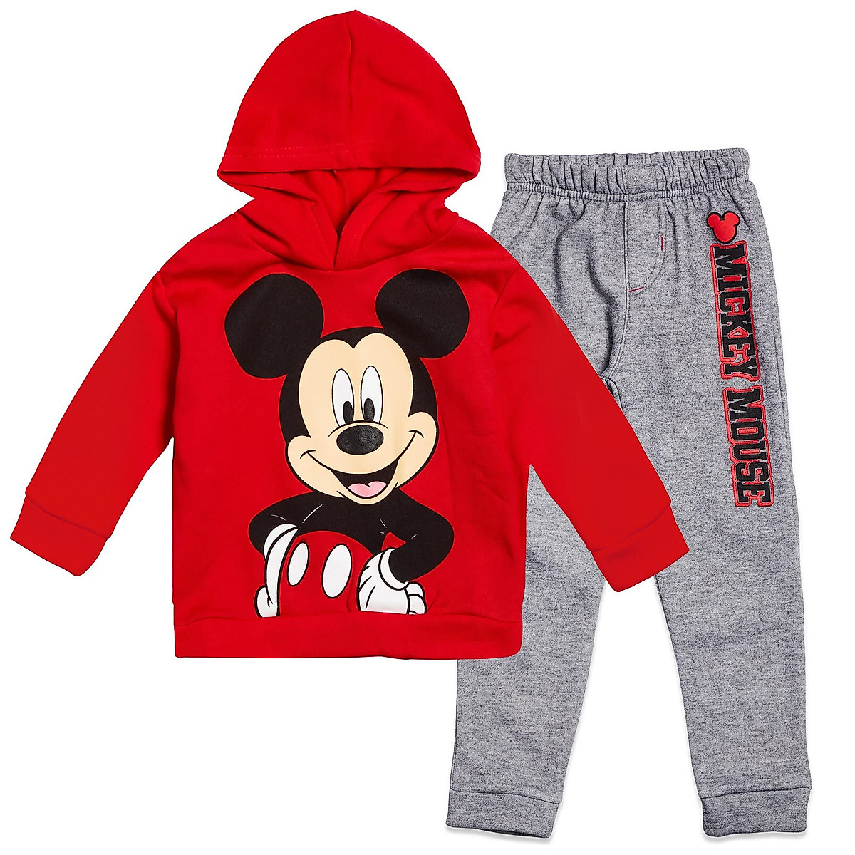 Disney Mickey Mouse Little Boys Fleece Pullover Hoodie and Pants Outfit Set Red 7-8