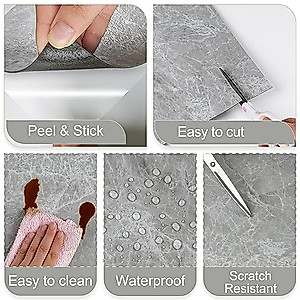 VaryStyle 12"x12" Peel and Stick Floor Tiles - Grey Marble Vinyl - 10 Pack - Waterproof, Self-Adhesive, Removable - Sticky Vinyl Flooring for Bathroom, Bedroom, Kitchen