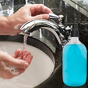 2 Pcs 10 Ounce Clear Plastic Pump Bottle Dispenser, Refillable Empty Bottle Container with Pump for Essential Oil Soap Lotion Shampoo.