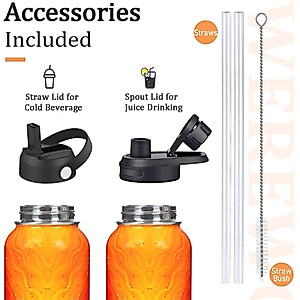 WEREWOLVES 32oz Personalized Insulated Water Bottle with Straw & Spout Lid,Stainless Steel Metal Bottles, Vacuum Leak Proof Wide Mouth Bottles for Adults (Sizzling Ripples-without Handle, 32oz)