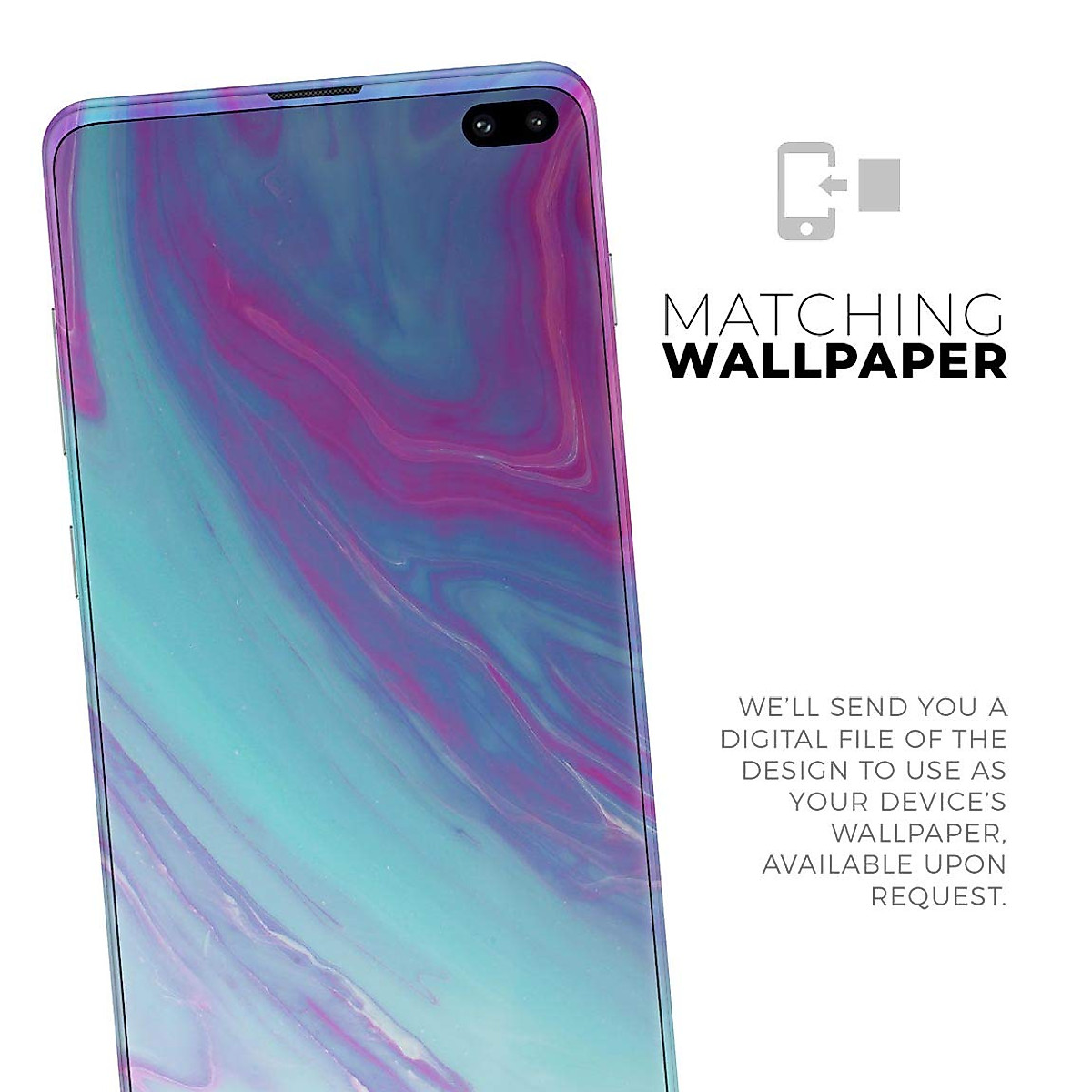 DesignSkinz Marbleized Pink Ocean Blue v32 Protective Vinyl Decal Wrap Skin Cover Compatible with The Samsung Galaxy S20 (Screen Trim & Back Glass Skin)