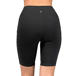 90 Degree By Reflex - High Waist Power Flex Biker Shorts with Side Pockets - 5", 7", 9" - Black 9" - Medium