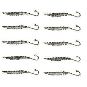 Dovewill 10 Pieces Wholesale Vintage Tibetan Silver Beading Feather Bookmarks Loop DIY Jewelry Making