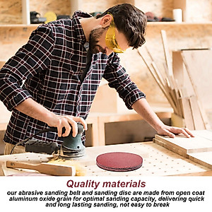Aluminum Oxide Sanding Belts 10 Pieces Sanding Belts (80/120/150/240/400 Grits) and 12 Pieces 6 Inch Self Stick No Hole Aluminum Oxide Sanding Disc (4 x 36 Inch)