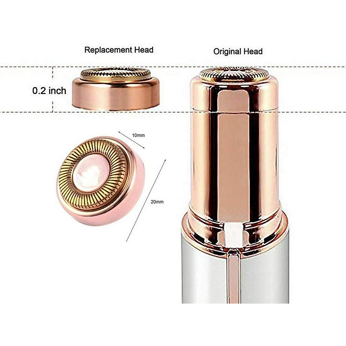 4Pcs Facial Hair Remover Replacement Heads, Number-one Hair Removal Blade for Women's Painless Epilator, Used for Hair Remover and Soft Touch, Gold Rose(Cleaning Brush Included)