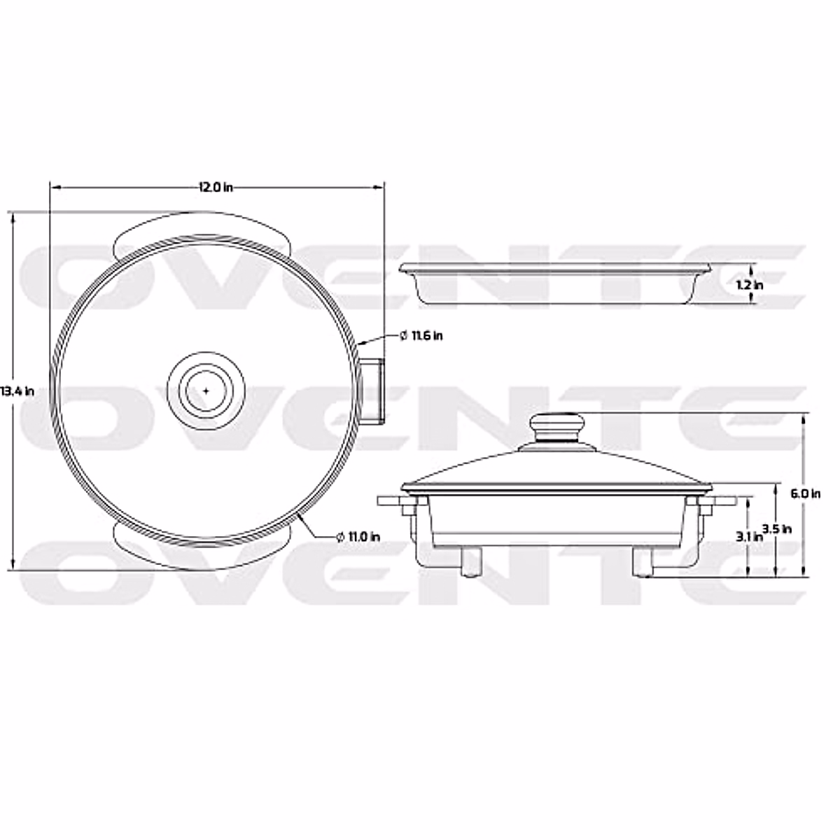 OVENTE SK10112B Round Electric Frying Pan, Black