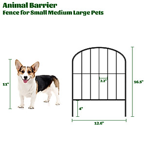 DAMEING Decorative Garden Fence 10 Panels 16.5in (H) x 10.5ft (L) Border Animal Barrier, Rustproof Metal Wire Landscape Wire Edge Flower Bed Fencing for Patio Yard Outdoor Decor, Arch
