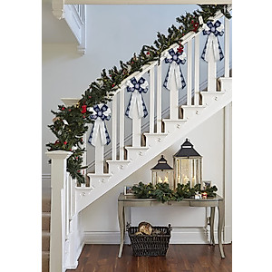On-Airstore Large Christmas Wreath Bows, Christmas Navy Blue Snowflake Ribbon Bows for Wreaths, Large Tree Topper Bows for Christmas Home Garden Indoor Outdoor Decoration Wreath Ornament Supplies
