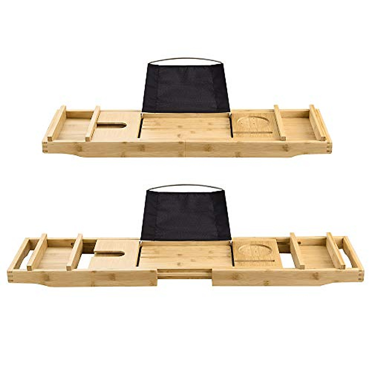 Bamboo Bathtub Caddy Tray, Compact Bathtub Table with Free Soap Dish, Serving Tray Organizer Phone Tablet Holder, Bamboo Organizer Tray for Bathroom, Suitable for Luxury Spa or Reading