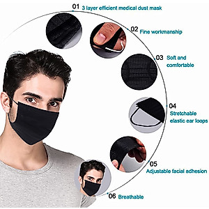 GIMO Disposable Face Masks, 100PCS Disposable Face Masks Face Mask 3 Layer Dust Filter Masks Mouth Cover with Elastic Ear Loop (Black 100PCS)