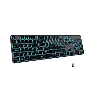 Wireless Backlit Keyboard, Rechargeable USB Silent Keyboard, 2.4G Cordless Full Size, Compatible with Apple iMac, MacBook and PC, Computer Laptop, Space Gray…