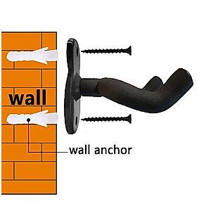 Peng Da Guitar Wall Mount Hanger Hook Acoustic Electric Bass Guitar Wall Hook Hanger Black Metal Holder Hanger for All Size Guitars