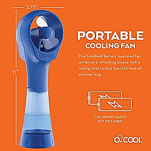 O2COOL Elite Battery Powered Handheld Water Misting Fan (Blue)