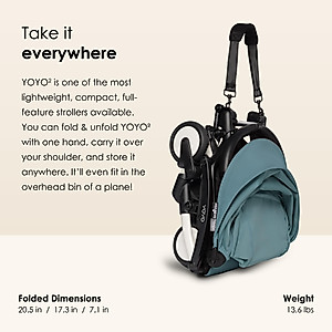 BABYZEN YOYO2 Stroller - Lightweight & Compact - Includes White Frame, Aqua Seat Cushion + Matching Canopy - Suitable for Children Up to 48.5 Lbs