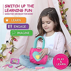 Playkidz Princess My First Purse Set - 7 Pieces Kids Play Purse and Accessories, Pretend Play Toy Set with Cool Girl Accessories, Includes Phone and Bag with Cards