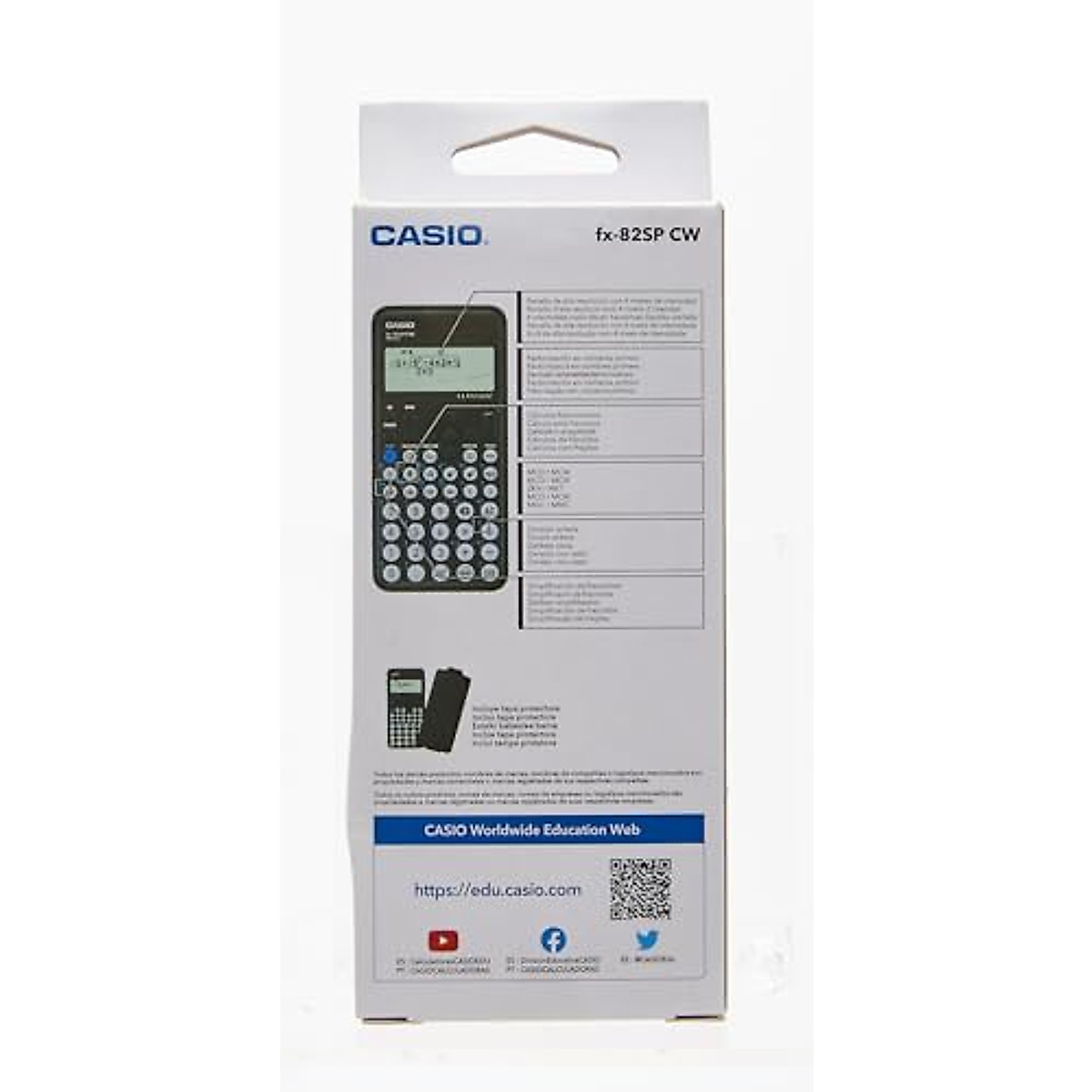 Casio FX-82SP CW – Scientific Calculator, Recommended for Spanish and Portuguese Curriculum, 5 Languages, Over 300 Functions, Dark Grey