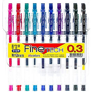 DONG-A Fine-Tech Excellent Writing 0.3mm Gel Ink Pens (10colors) by Dong-A
