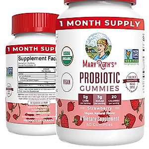MaryRuth Organics Probiotic | USDA Organic Probiotic Gummies | Probiotic Digestive Support | Immune Support | Digestive & Gut Health Supplement | Vegan | Non-GMO | Gluten Free | 60 Count