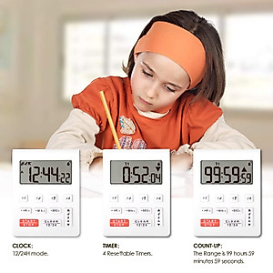 Jayron Desktop Digital Countdown Kitchen Timer,Clock,Counting,Loud Alarm,Battery Replaceable,for Wedding Retired Lab Homework Exercise Sports Fitness Classroom Meeting Work Kitchen Cooking(White)