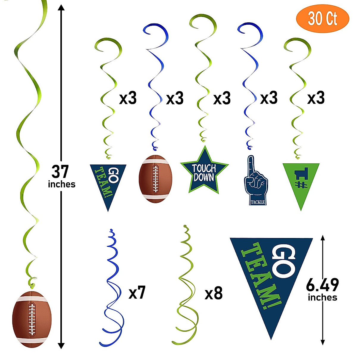 Football Party Decorations-include Tablecloths, Penalty Flag Paper Napkins, Banner, Hanging Swirls and Balloons for Super Bowl Party Supplies