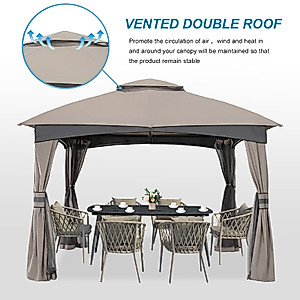 MASTERCANOPY Outdoor Patio Gazebo for Garden with Upgrade Steel Frame and Netting Walls (10x10,Gray)