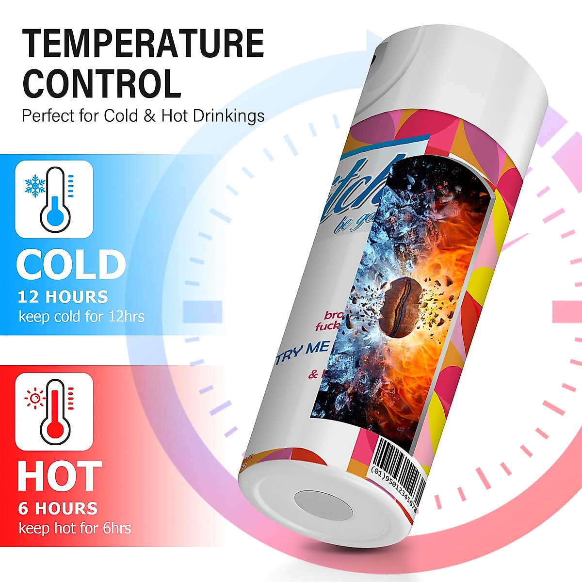 TUMBTU Be Gone 20oz Skinny Tumblers Cup Coffee Mug with Lid Funny Party Cup Reusable Insulated Stainless Steel for Hot & Cold Drinks Tea Cup Iced Coffee Travel Mug, Red - 1 Count (Pack of 1)