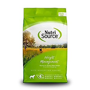 NutriSource Weight Management Dog Food, Made with Chicken and Chicken Meal, with Wholesome Grains, 30LB, Dry Dog Food