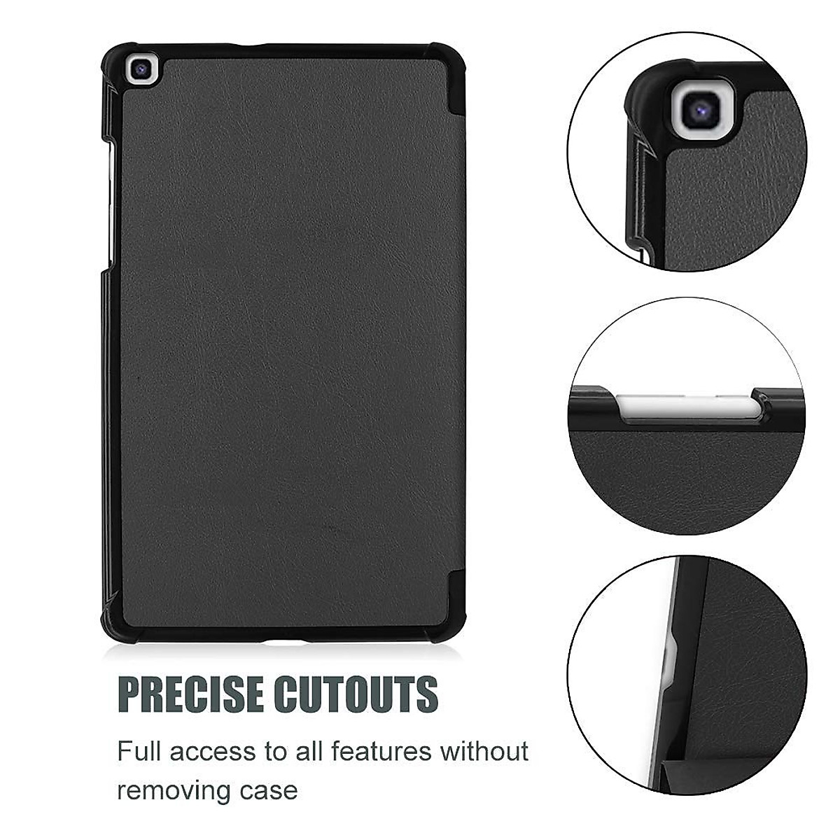 ProCase Slim Case for Galaxy Tab A 8-inch 2019 T290 T295, Light Cover Trifold Stand Hard Shell Folio Case for 8.0 inch Galaxy Tab A 2019 Without S Pen Model SM-T290 (Wi-Fi) SM-T295 (LTE) –Black