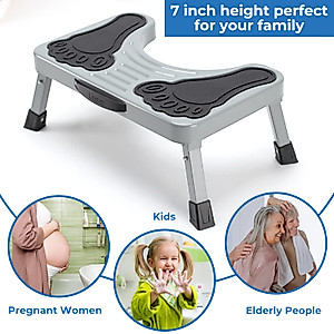 TreeLen Toilet Stool, 7 Inches Metal Poop Stool for Bathroom, Collapsible Potty Stool for Adults and Kids