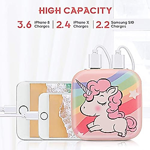 Sethruki Cute Portable Charger 10000mAh, Unicorn Mini Fast Charging Power Bank Gift Girl Kid Compact External Battery Pack with Dual USB Output for iPhone iPad Samsung Google Andiord Cellphone