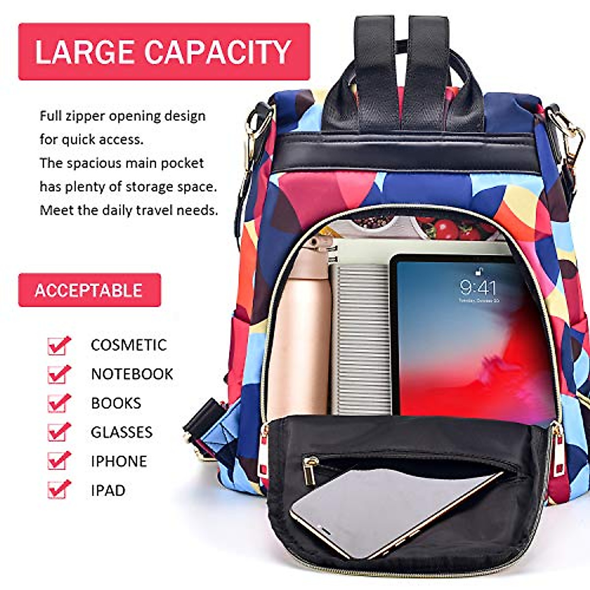 CONRUSER Backpack Purse for Women Anti-theft Ladies Backpack Designer Travel Bag Fashion Shoulder Bags Handbag
