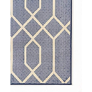 Unique Loom Glam Collection Geometric, Trellis, Metallics, Modern, Chic Area Rug, 4 ft 0 in x 6 ft 0 in, Navy Blue/Gold