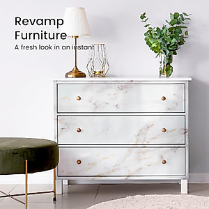 rabbitgoo Glossy Marble Contact Paper Peel and Stick Wallpaper 17.5" X 78.7" Countertop Furniture Waterpoof Self Adhesive Removable Cover for Kitchen Bathroom Cabinet Drawer Shelf Liner Vinyl Roll