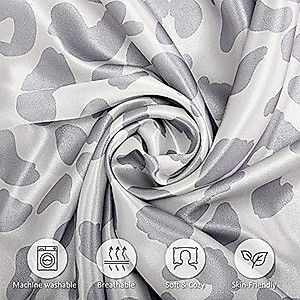 GALMAXS7 Satin Pillowcase for Hair and Skin Grey Leopard Print Satin Pillowcase Envelope Pillowcase Standard Size Set of 2 Soft and Cozy Pillowcase Satin for Women