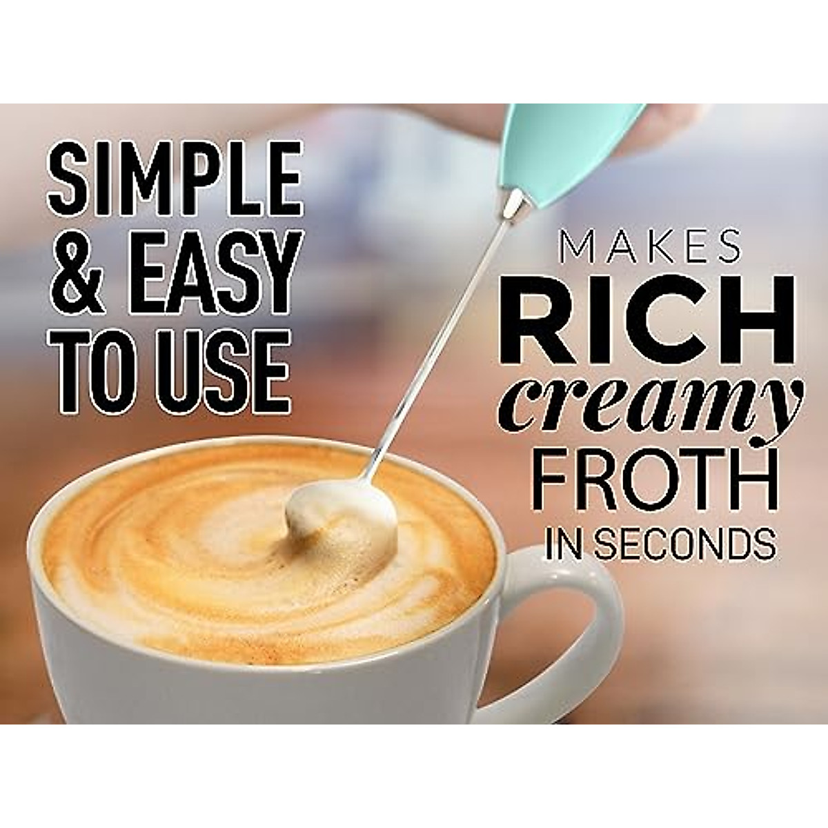 Zulay Powerful Milk Frother Handheld Foam Maker for Lattes - Whisk Drink Mixer for Coffee, Mini Foamer for Cappuccino, Frappe, Matcha, Hot Chocolate by Milk Boss (Fresh Mint)