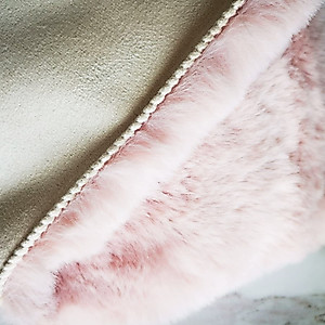 Ghouse Soft Faux Sheepskin Fur Rug, 2x6 Pink Fluffy Bedside Plush Shag Nursery Carpet Area Rug for Living Room, Bedroom, Playing Room Decor