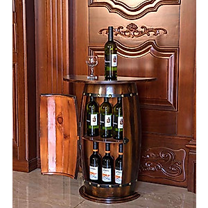 Vintiquewise Wooden Wine Barrel Console, Bar End Table Lockable Cabinet