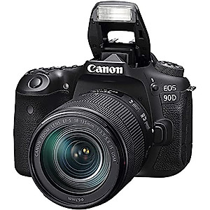 90D DSLR Camera with EF-S 18-135mm f/3.5-5.6 is USM Lens Video Creator Bundle + Portable LED Light, Microphone, Extra LP-E6 Battery, 128Gb Memory Card, Gadget Bag + More 3616C009