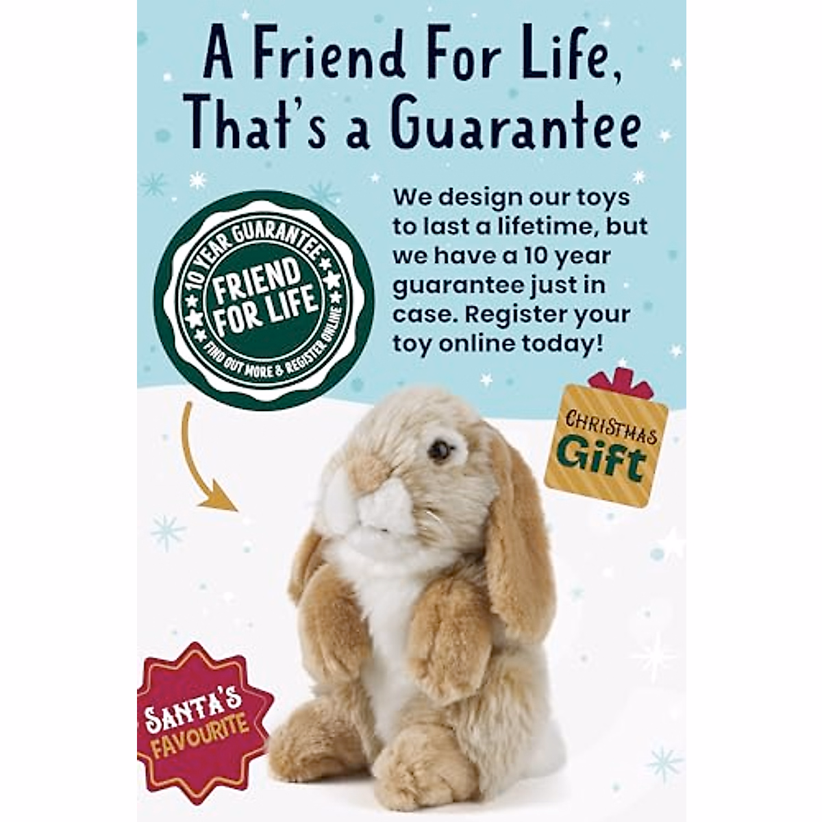 Living Nature Brown Sitting Lop Eared Rabbit Stuffed Animal | Fluffy Rabbit Animal | Soft Toy for Kids | 7 inches