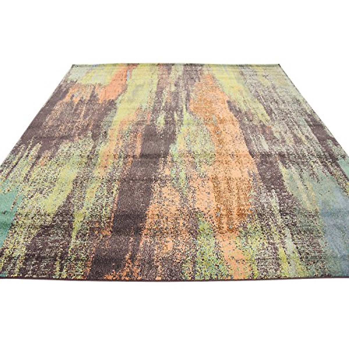 Unique Loom Jardin Collection Colorful, Vibrant, Abstract Watercolor Area Rug, Square 8' 0" x 8' 0", Multi/Beige