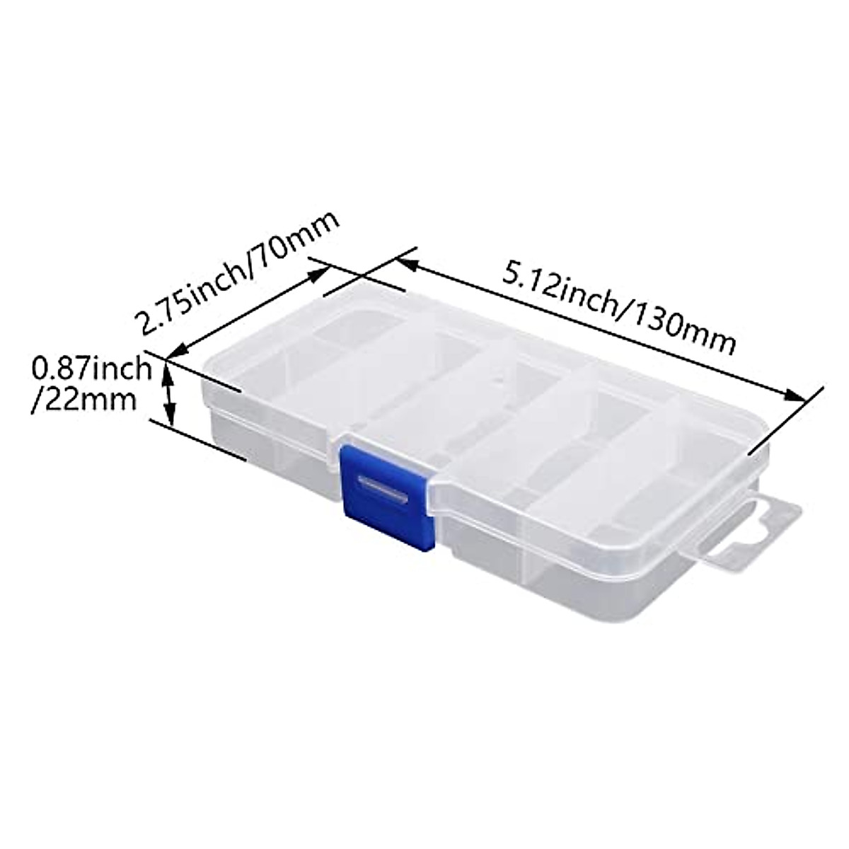 Jutagoss Plastic String Organizer Box With Dividers, 5.12x2.76x0.87 inch, 10 Mpartment Craft Storage Containers, 1PCS Bead Tackle Bolt Screw Small Parts Rock Collection Box.