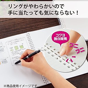 KOKUYO Spiral Lined Notebook, 10'' x 7'' Business Journal B5 Soft Ring Notebooks with A 6mm Ruled, 80 Perforated Sheets, Clear 1 Subject Notebook, Note Taking for Work. Japan Import (SU-SV508B-T)