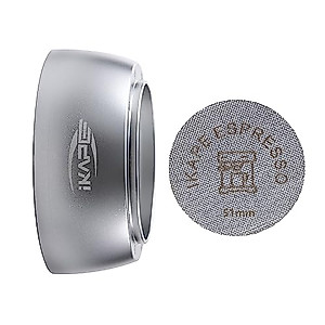 IKAPE Magnetic Dosing Funnel Set, 51MM Espresso Dosing Ring & Puck Screen Kit Compatible with Delonghi 51MM Bottomless Portafilter - with 8 Small Magnet (Silver)