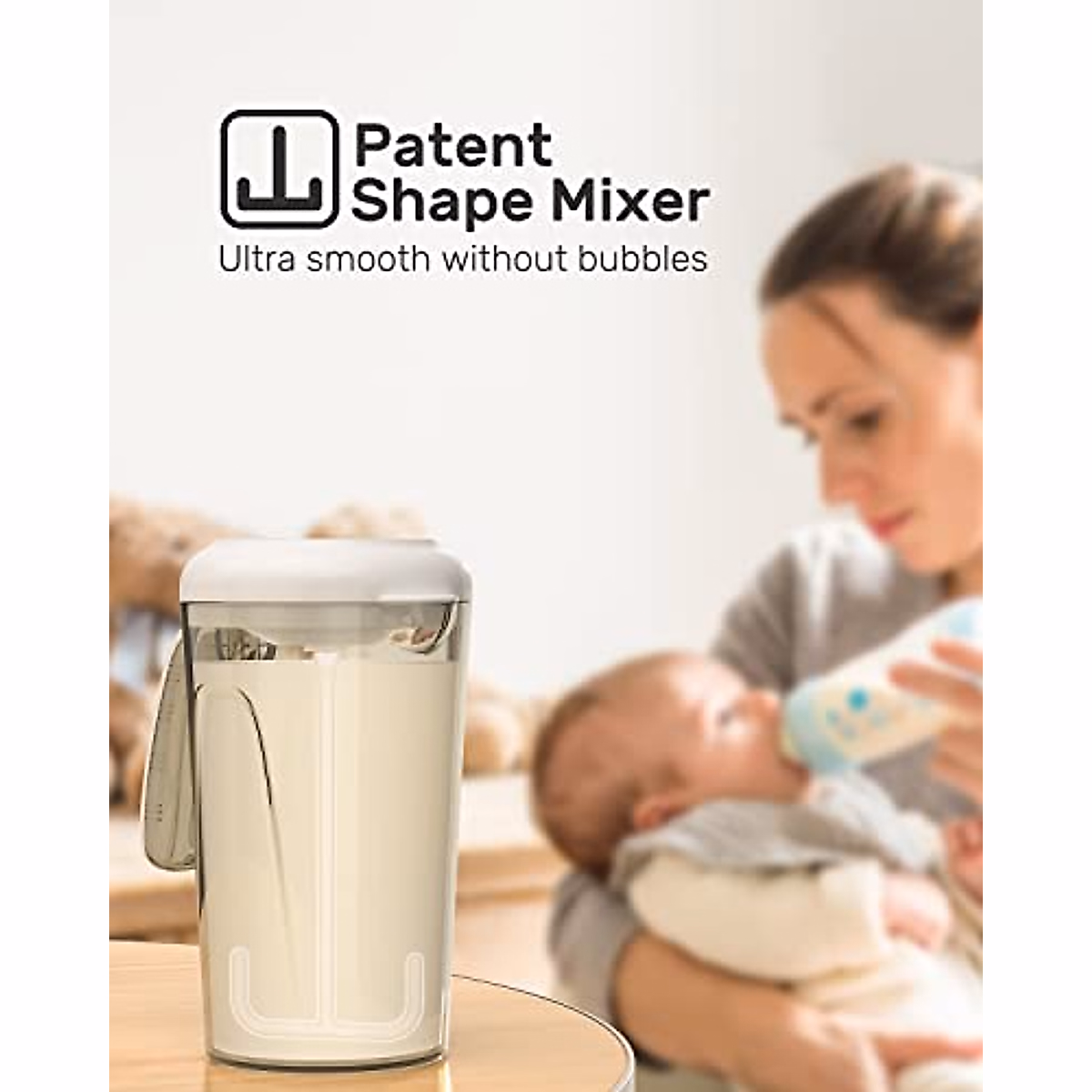 Grownsy Baby Formula Mixer Pitcher 32OZ, Magnetic Charging Electric Formula Mixing Pitcher, Auto Mixing for Formula Powder, Breastmilk, Without Air Bubbles or Lumping, BPA Free, Easy to Clean