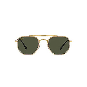 Ray-Ban RB3648M The Marshal II Hexagonal Sunglasses, Legend Gold/Green, 52 mm