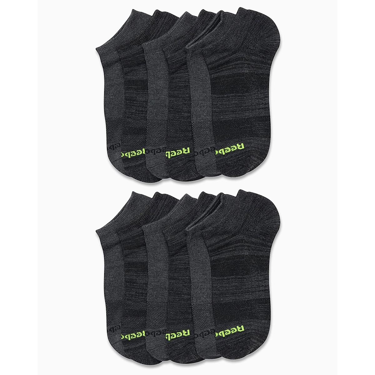 Reebok Men's Low Cut Socks - 12 Pack Performance Cushion Comfort No Show Socks - Breathable Athletic Socks for Men (6-12.5), Size 6-12.5, Black/Grey Logo