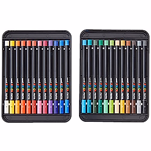 Posca Crayons Art Set of 24 Pastels, Art Supplies | Crayons for Adults and Kids Ages 2-4 and Up, Toddler Crayons and Adult Crayons, Crayons Bulk Coloring Set, Crayon Box |Try Posca Washable Markers
