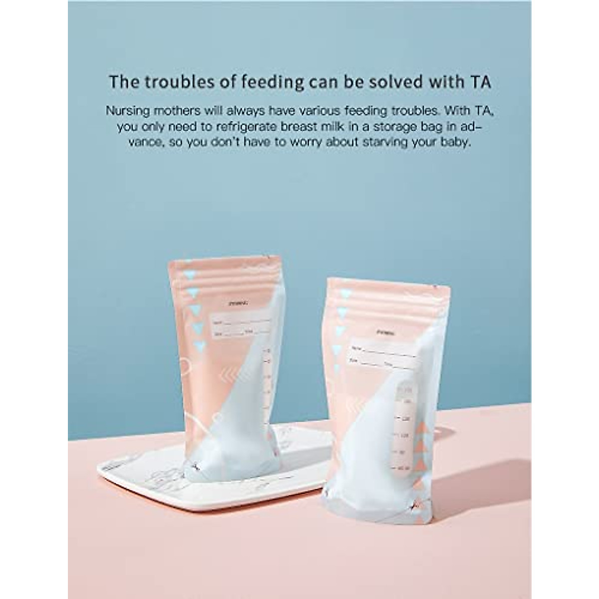 Breast Milk Storage Bags, 6.5-8 Ounces, Liquid Food Bags, Double-Layer self Sealing, Flat Storage, can Stand Upright After Filling.