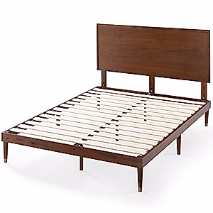 ZINUS Raymond Wood Platform Bed Frame with Adjustable Wood Headboard, Solid Wood Foundation, Wood Slat Support, No Box Spring Needed, Easy Assembly, King, 80.3"L x 76"W x 38.4"H, Brown