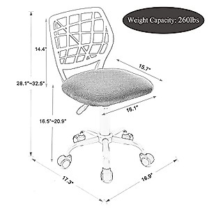 HOMEFUN Kids Desk Chair Cute Computer Office Bedroom Mesh Chair Ergonomic Swivel Armless Study Chair with Adjustable Height for Boys Girls Teens, Black